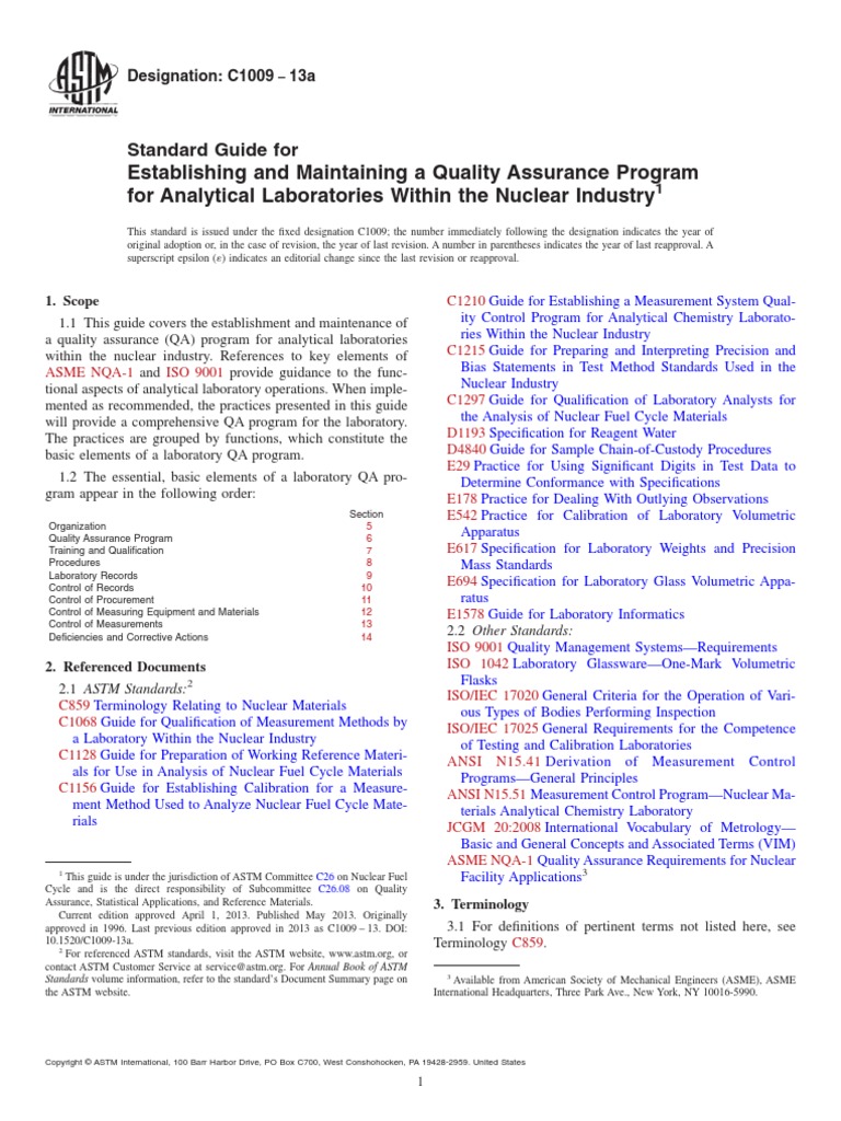 Establishing and Maintaining A Quality Assurance Program For Analytical ...
