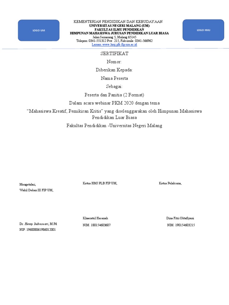 Format Sertif PKM | PDF