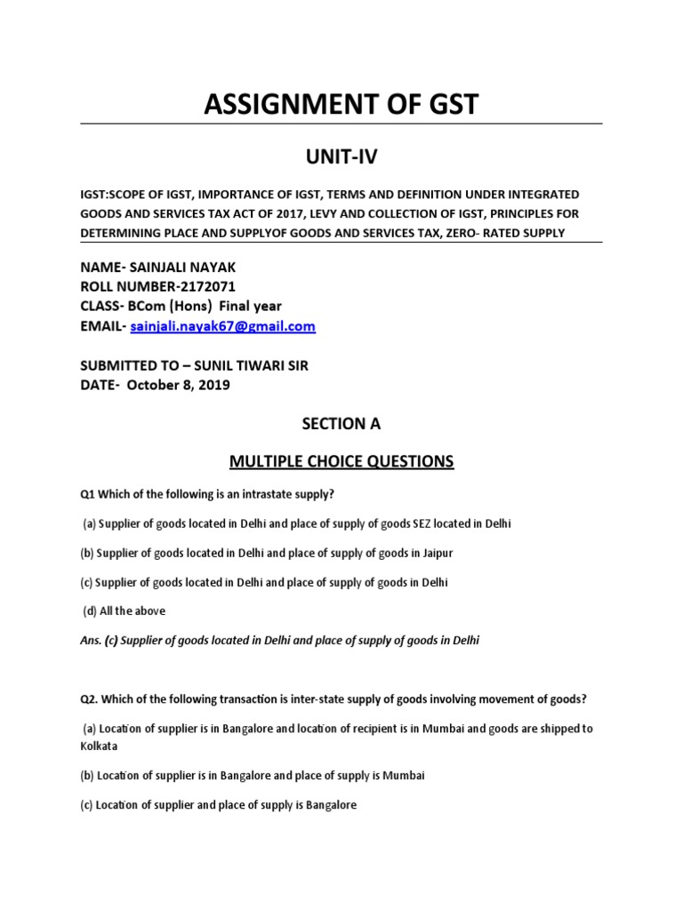 Assignment of GST | PDF | Taxes | Value Added Tax