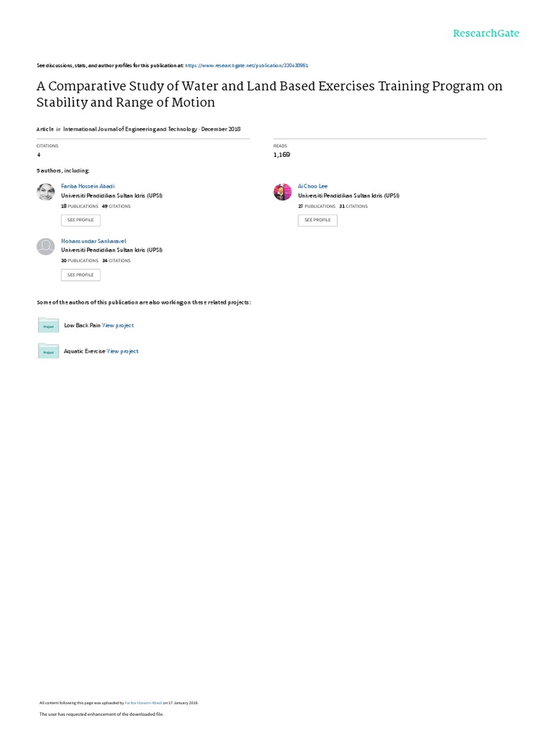 2018 Abadi Et Al. A Comparative Study of Water and Land Based Exercises ...
