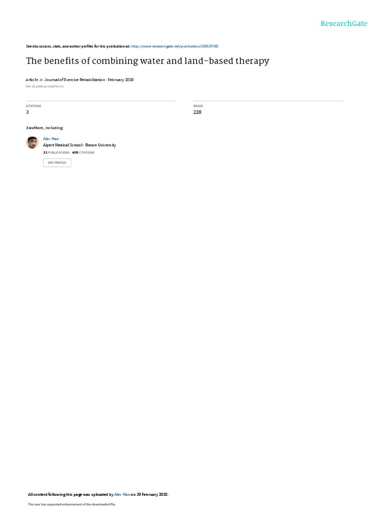 2020 Han. The Benefits of Combining Water and Land-Based Therapy | PDF ...