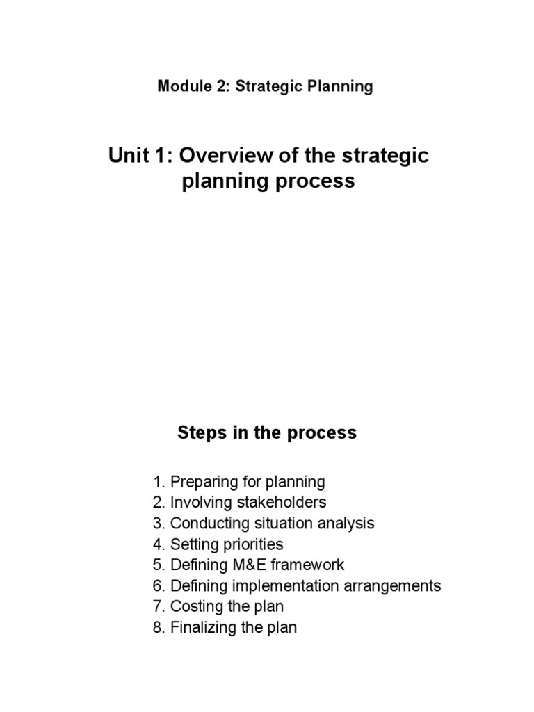 Unit 1: Overview of The Strategic Planning Process | PDF | Strategic ...