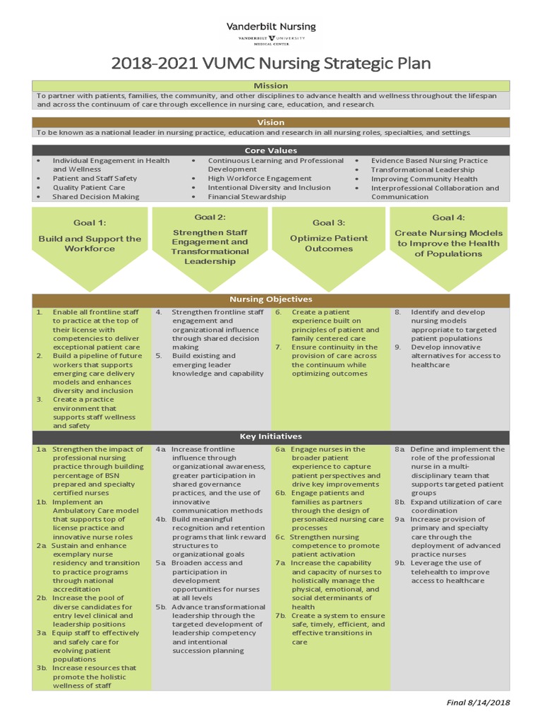 2018-2021 VUMC Nursing Strategic Plan: Vision Core Values | PDF ...