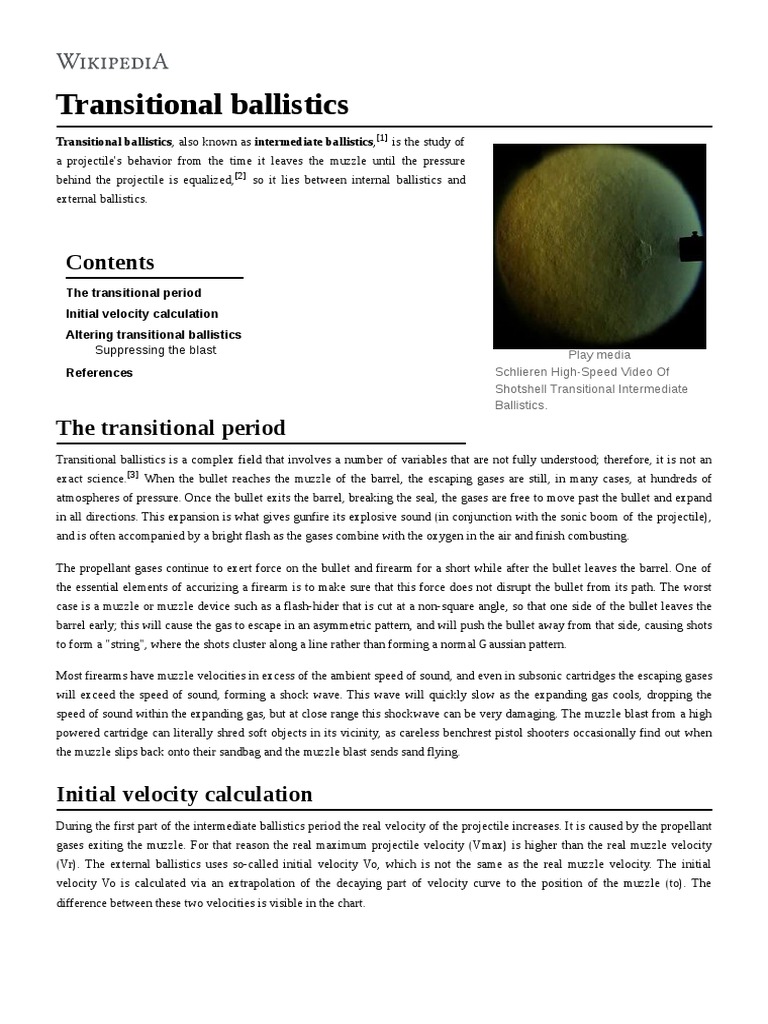 Transitional Ballistics, Also Known As Intermediate Ballistics | PDF ...