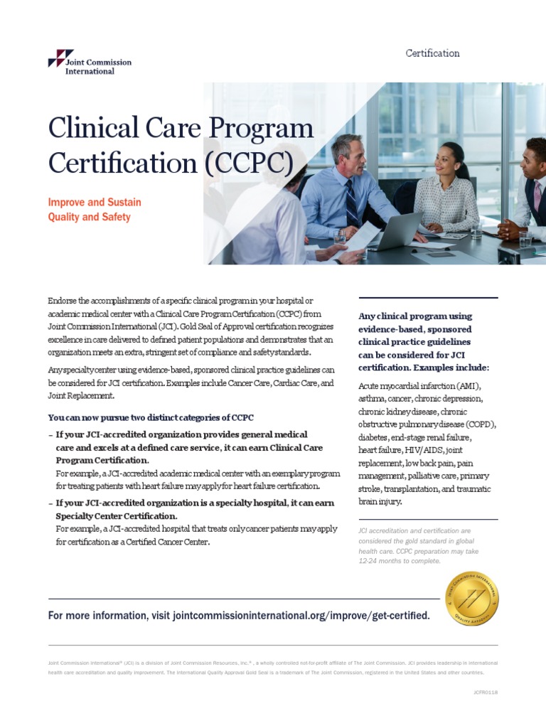 JCI Fact Sheet CCPC | PDF | Joint Commission | Myocardial Infarction