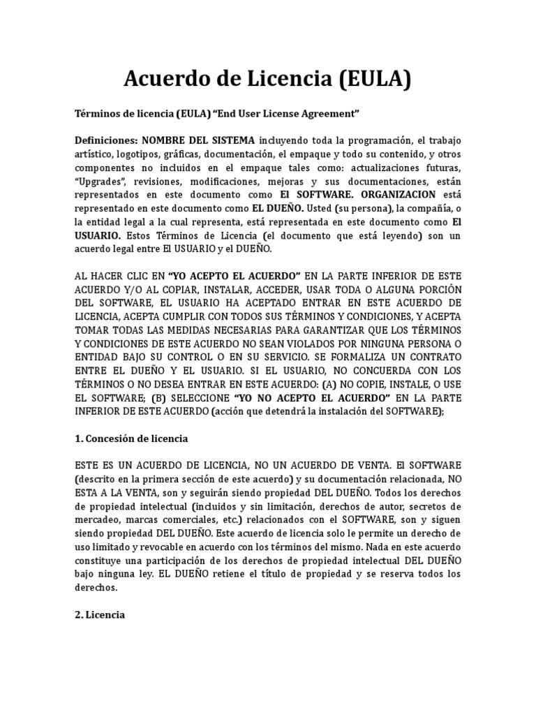Eula Modelo | PDF | Software | Informática