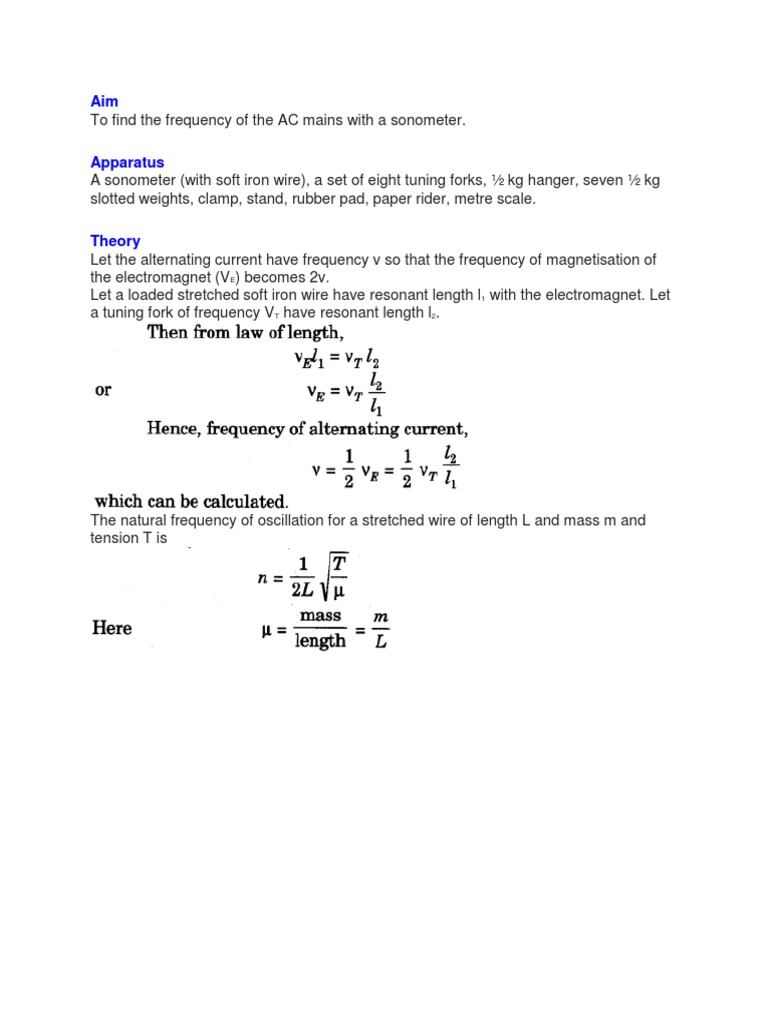 AC Sonometer Experiment | PDF | Resonance | Alternating Current