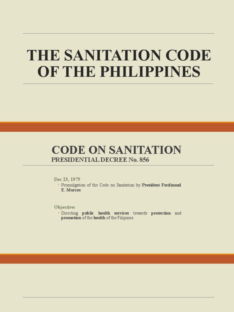 Sanitation Code of the Philippines (PD 856) | PDF | Septic Tank | Burial