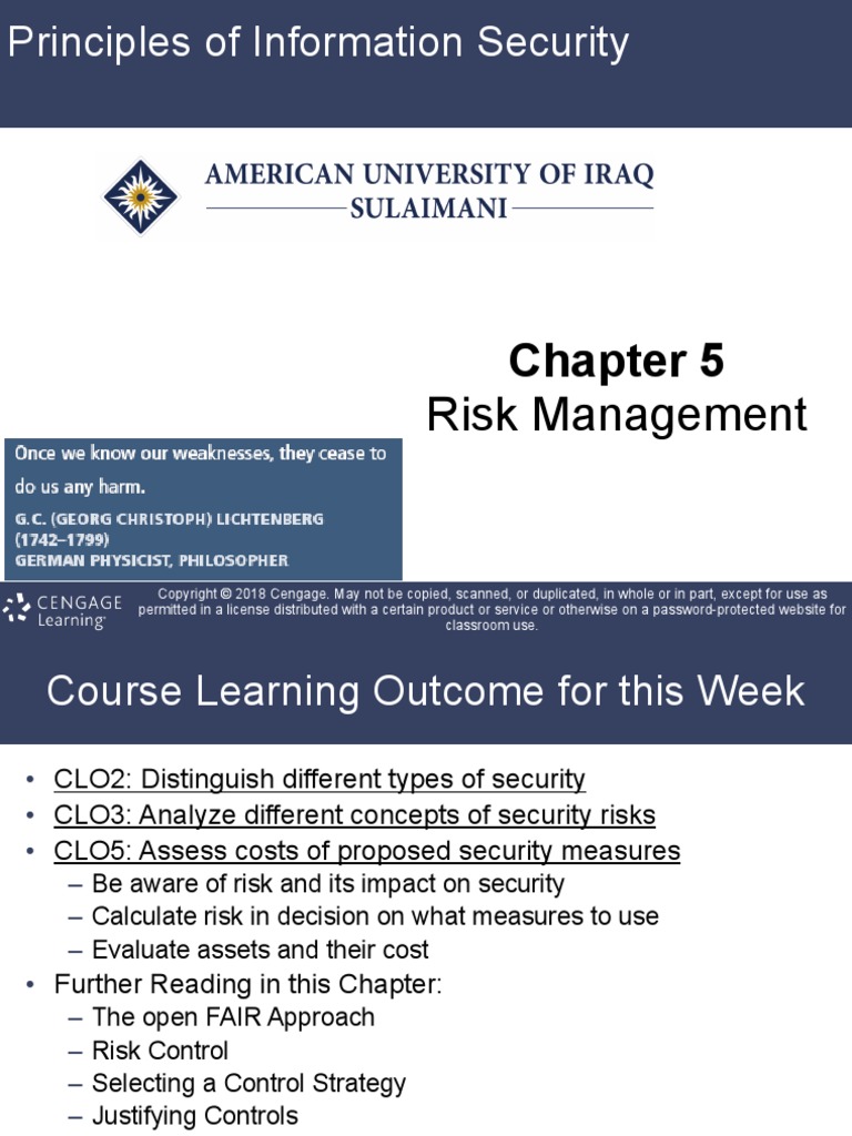 7 ITE403 Whitman Ch05 W5C2 | PDF | Risk | Vulnerability (Computing)