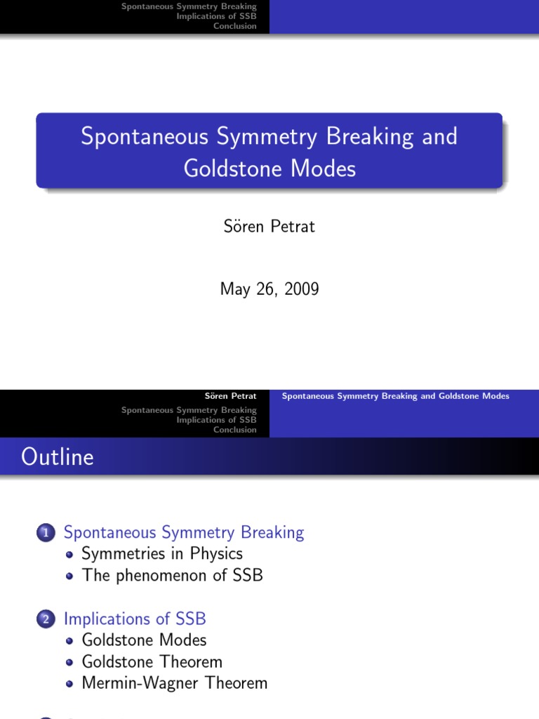 Spontaneous Symmetry Breaking and Goldstone Modes | PDF | Phase Transition | Nature