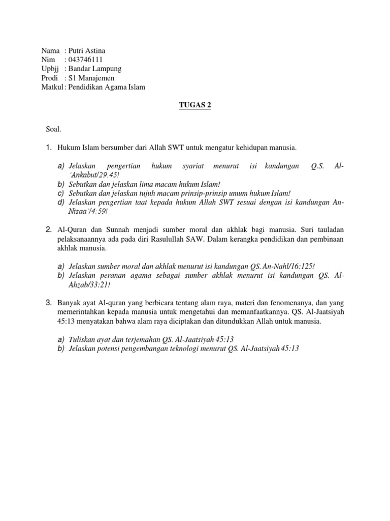 Tugas 2 Pendidikan Agama Islam | PDF