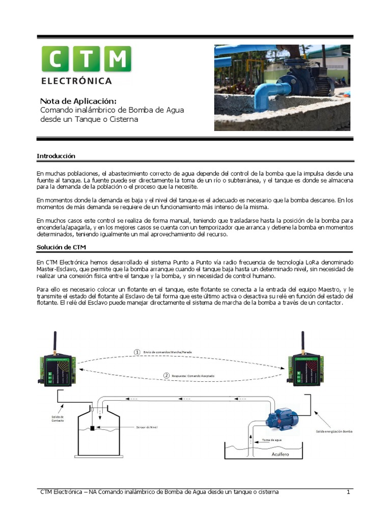 Comando de Bomba de Agua Desde Un Tanque o Cisterna | PDF | Relé | Tanques