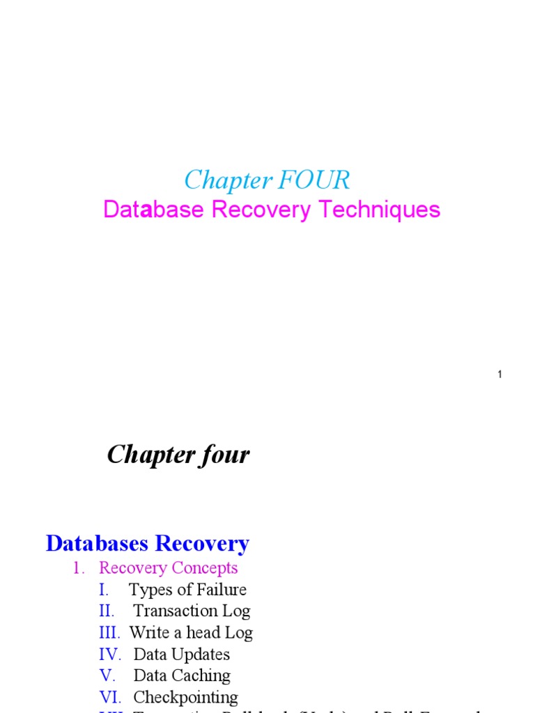 3 Chapter 4 - Recovery Techniques | PDF | Database Transaction | Cache (Computing)