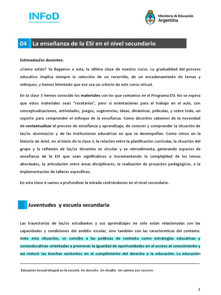 ESI en Secundaria: Desafíos y Enfoques | PDF | Plan de estudios ...