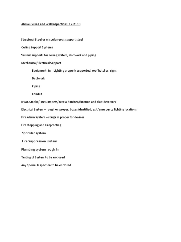 25 Above Ceiling and Wall Inspections | PDF