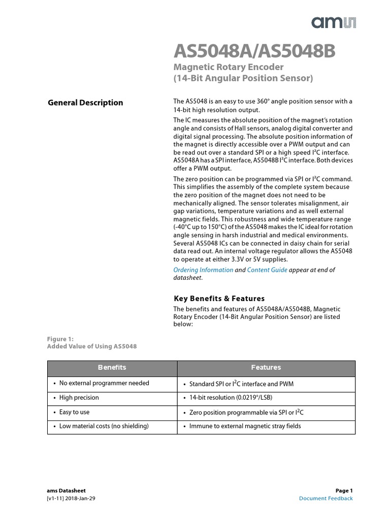 AS5048A/AS5048B: Magnetic Rotary Encoder (14-Bit Angular Position ...