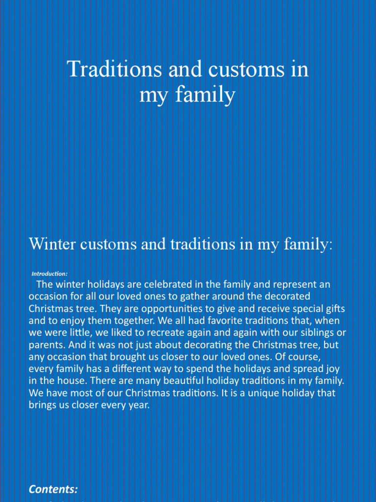 Family Winter Traditions and Customs | PDF | Christmas | Christmas Tree