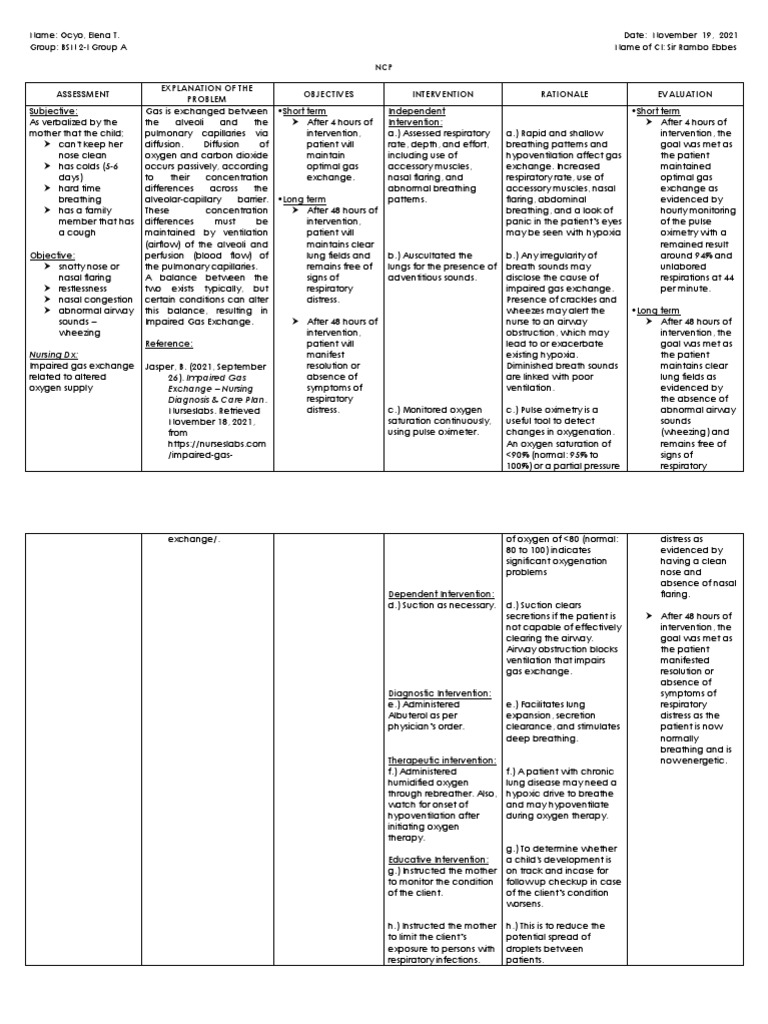 Elena Ocyo (Pedia - NCP) | PDF | Breathing | Respiratory System