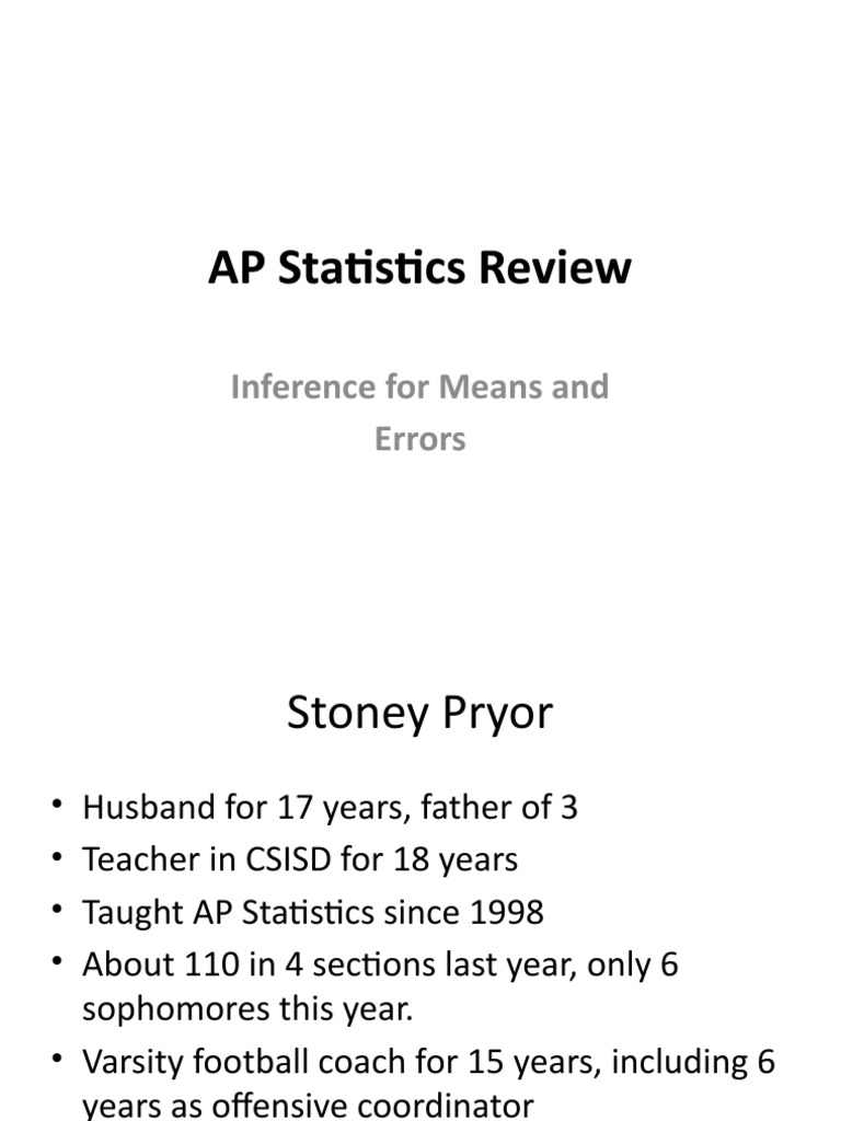 AP Statistics Review 2013 | PDF | Type I And Type Ii Errors | P Value