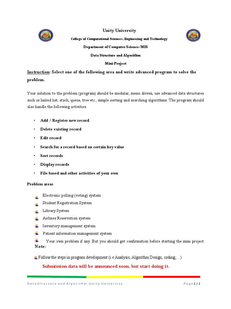 Data Structure Mini Project List (April 2021 CS) | PDF