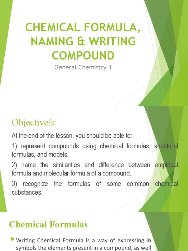 Chemical Formula, Naming & Writing Compound: General Chemistry 1 | PDF ...