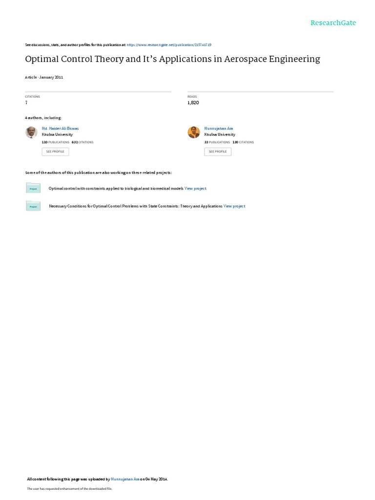 Optimal Control Theory With Aerospace Applications | PDF | Mathematical ...