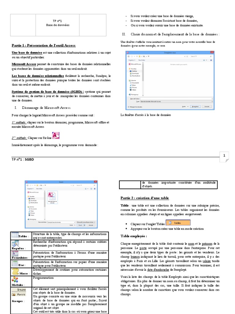 TP 1 Access v1 | PDF | Bases de données | Microsoft Access
