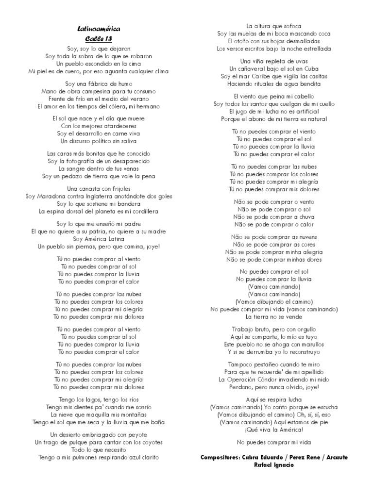 Latinoamérica Calle 13 Letra | PDF