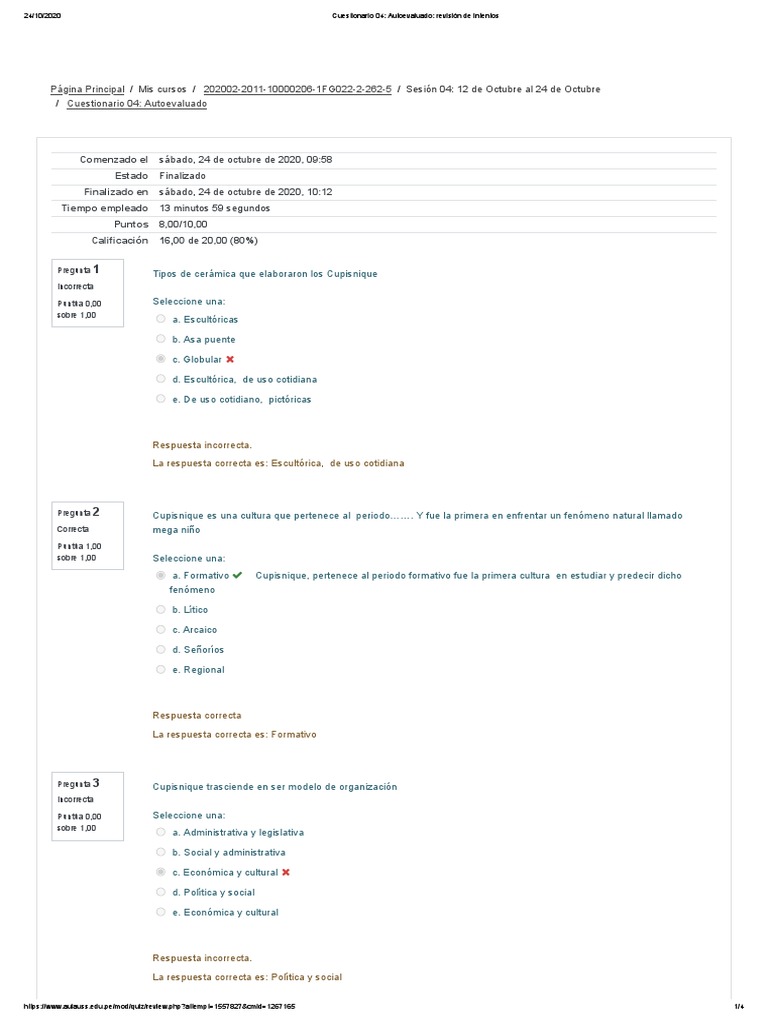 Cuestionario 04 - Autoevaluado - C TEDRA | PDF
