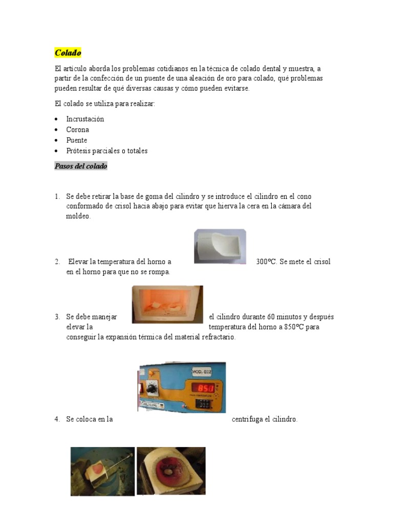 Colado Dental | PDF | Aleación | Rieles