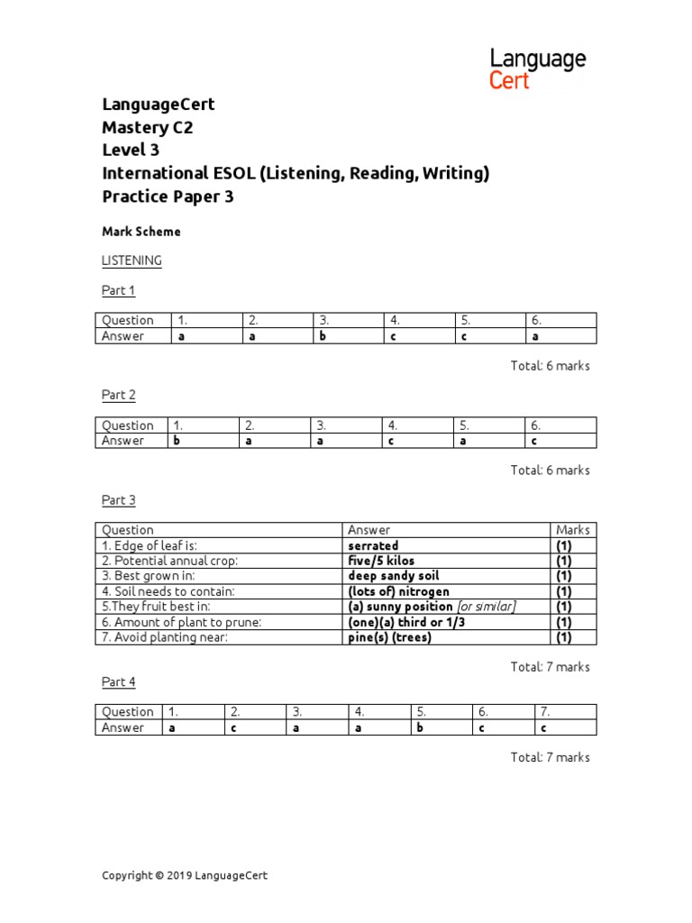 Languagecert Mastery C2 Level 3 International Esol (Listening, Reading ...