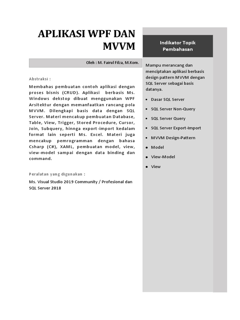 CSharp MVVM Dan SQL Server | PDF CSharp MVVM Dan SQL Server | PDF