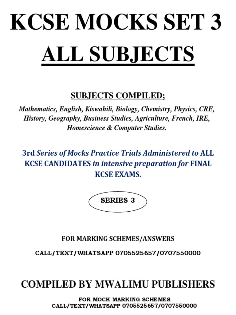 KCSE MOCKS Set 3 | PDF | Solubility | Genotype