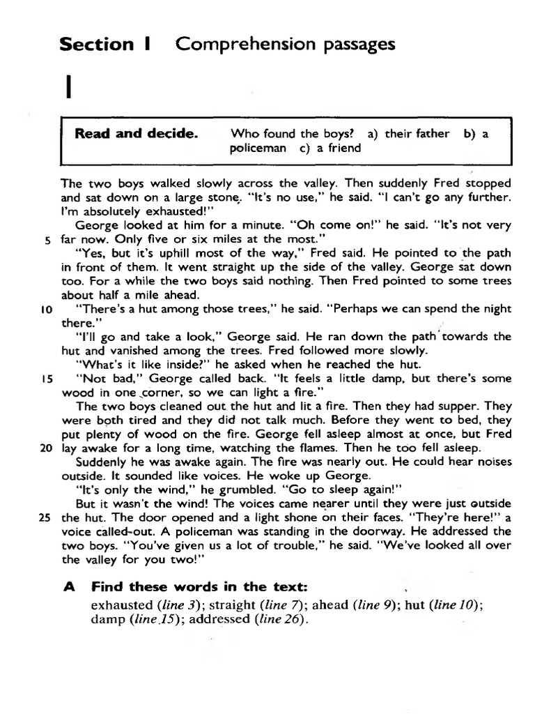 Basic Comprehension Passages With Key | PDF | Dream