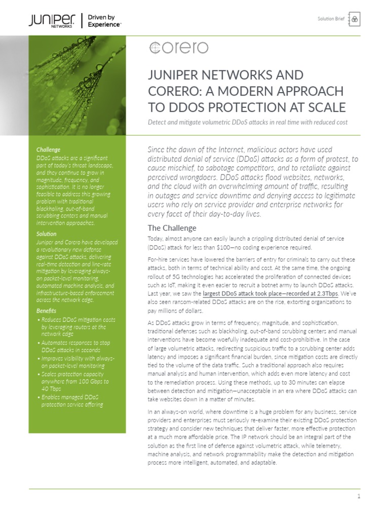 Juniper Networks and Corero: A Modern Approach To Ddos Protection at ...