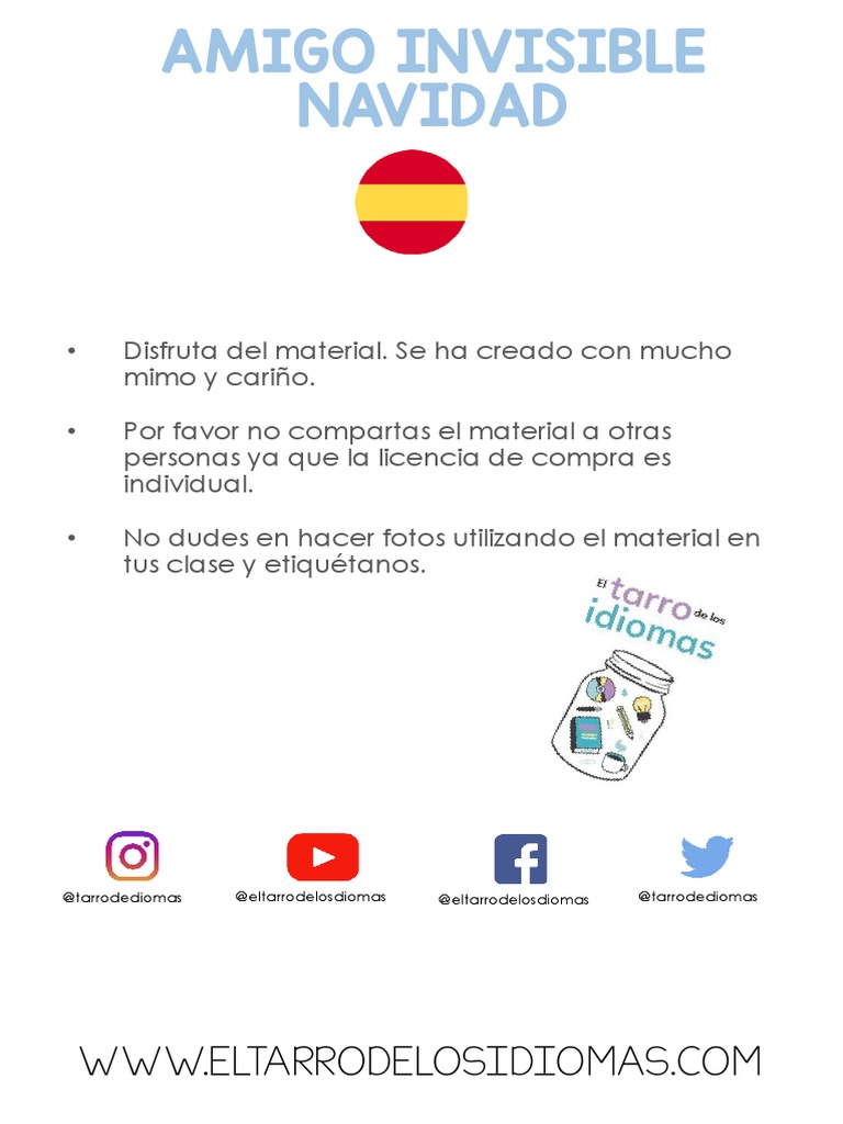 Tarjetas Amigo Invisible INGLES Pka0cc | PDF | December Events ...