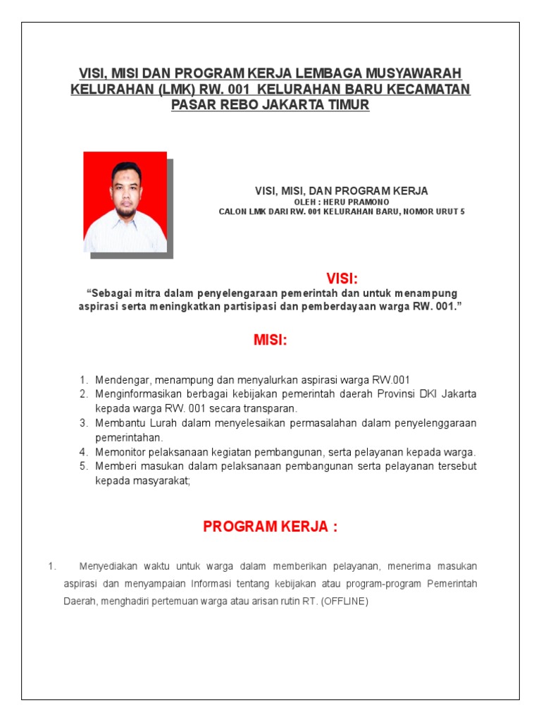 Visi dan Misi LMK RW 001 Jakarta | PDF | Ilmu Sosial