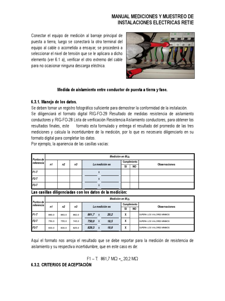 Parte 2. Manual de Mediciones y Muestreo de Instalaciones Electricas RETIE | PDF | Medición ...