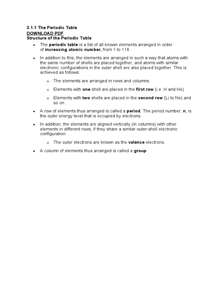 IB Chemistry Notes On Periodic Table | PDF | Ion | Periodic Table