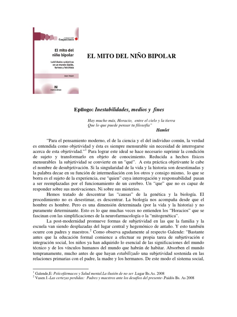 El Mito Del Niño Bipolar | PDF | Subjetividad | Psique (psicología)