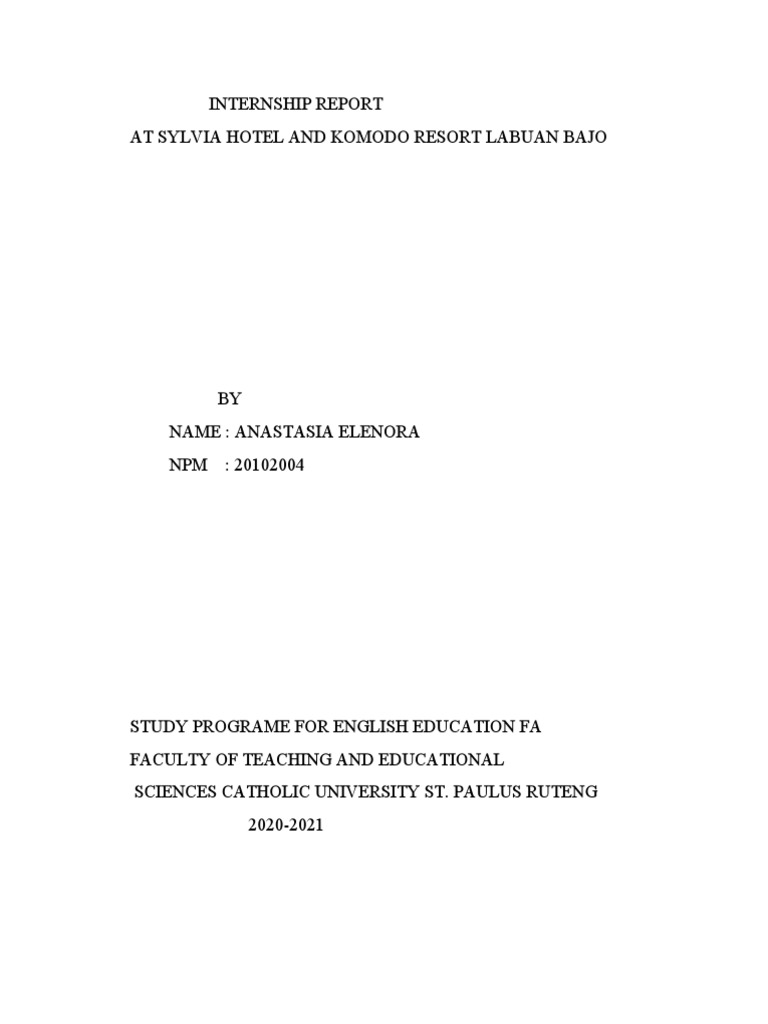 Internship Report at Sylvia Hotel and Komodo Resort Labuan Bajo | PDF ...