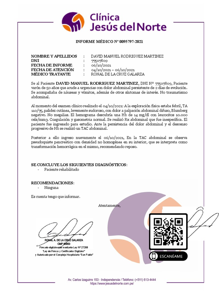 Informe Médico Covid | PDF | Medicina | Especialidades Medicas