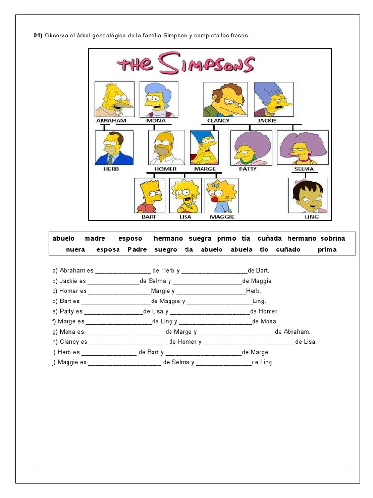 Árbol Genealógico de la Familia Simpson | PDF | Artes del Lenguaje y ...
