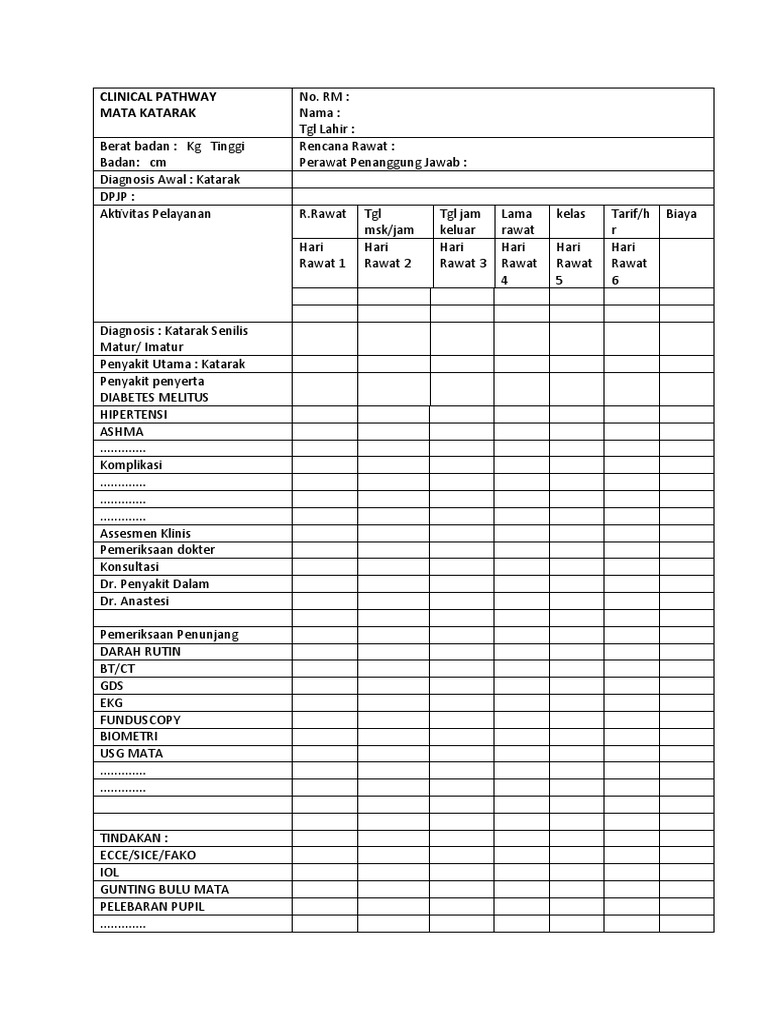 CLINICAL PATHWAY Katarak Fix | PDF | Kesehatan Holistik