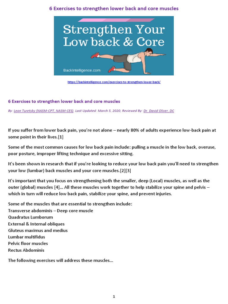 6 Exercises To Strengthen Lower Back and Core Muscles ...