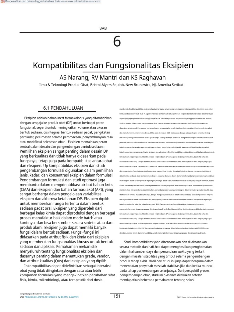 Kompatibilitas Dan Fungsionalitas Eksipien: AS Narang, RV Mantri Dan KS ...