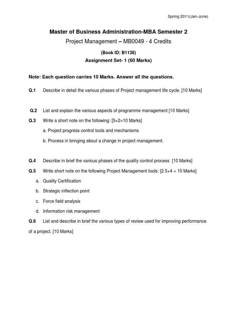 MB0049 Project Management Assignment | PDF