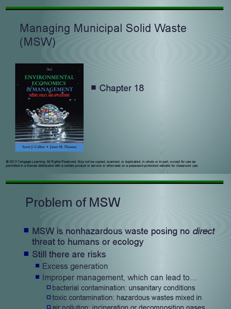 Managing Municipal Solid Waste (MSW) | PDF | Municipal Solid Waste ...