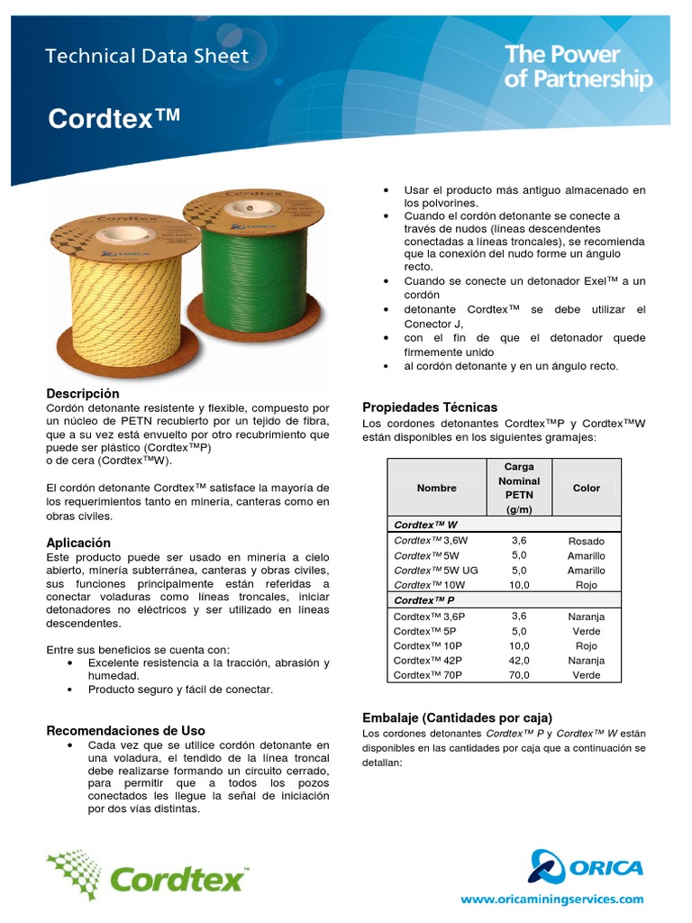 TDS Cordtex Spanish VEN | PDF | Materiales