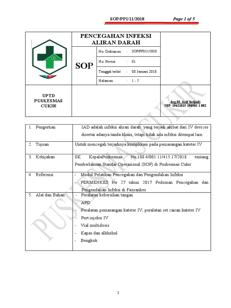 Sop-Ppi-11 Sop Infeksi Aliran Darah | PDF
